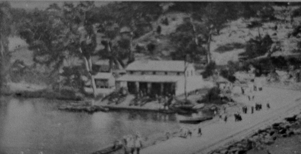 Audley boatshed with tourists on the causeway, 1884 | Local History ...