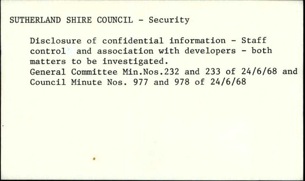 Sutherland Shire Council - Security | Local History - Sutherland Shire ...