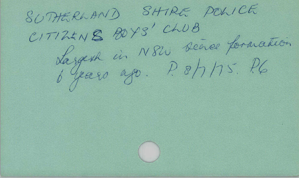 Sutherland Shire Police Citizens Boys' Club | Local History ...